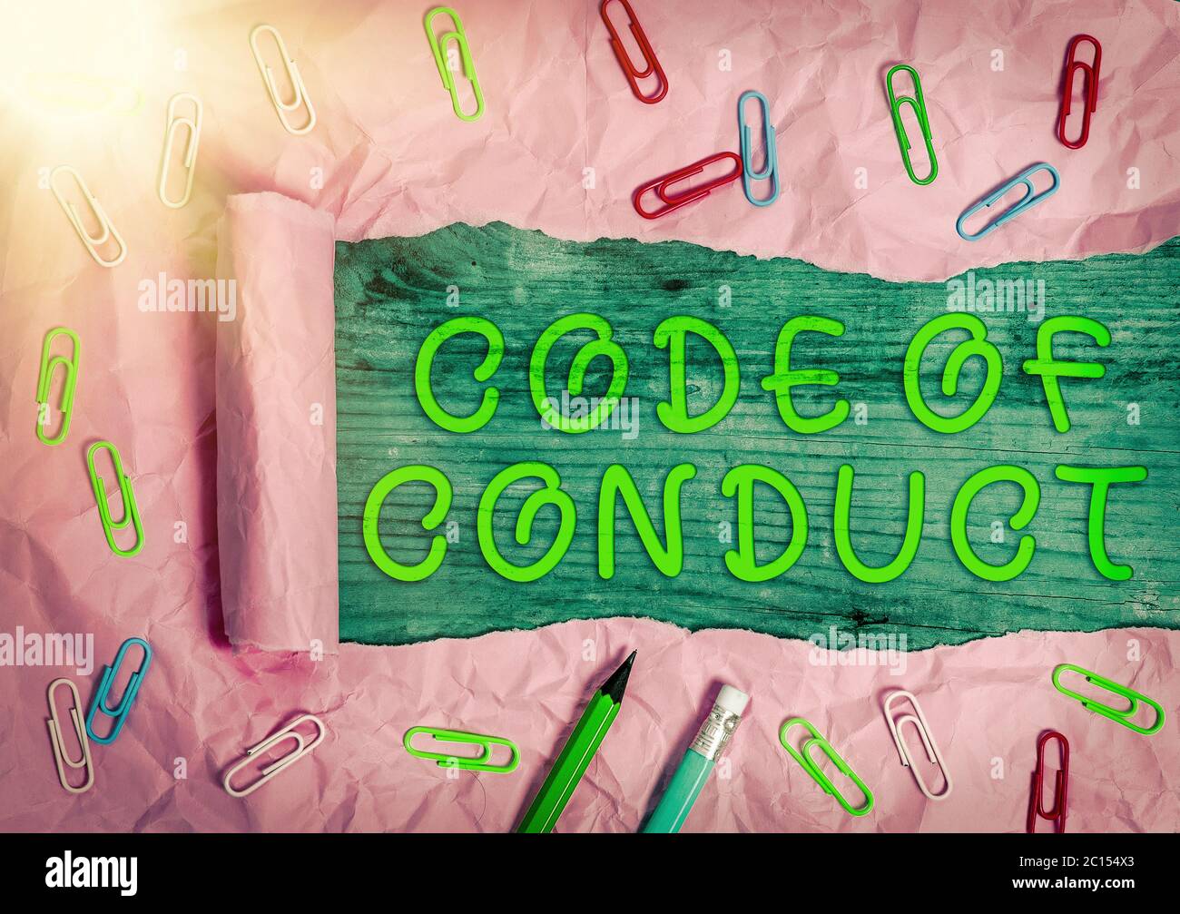 Writing note showing Code Of Conduct. Business concept for set of ...