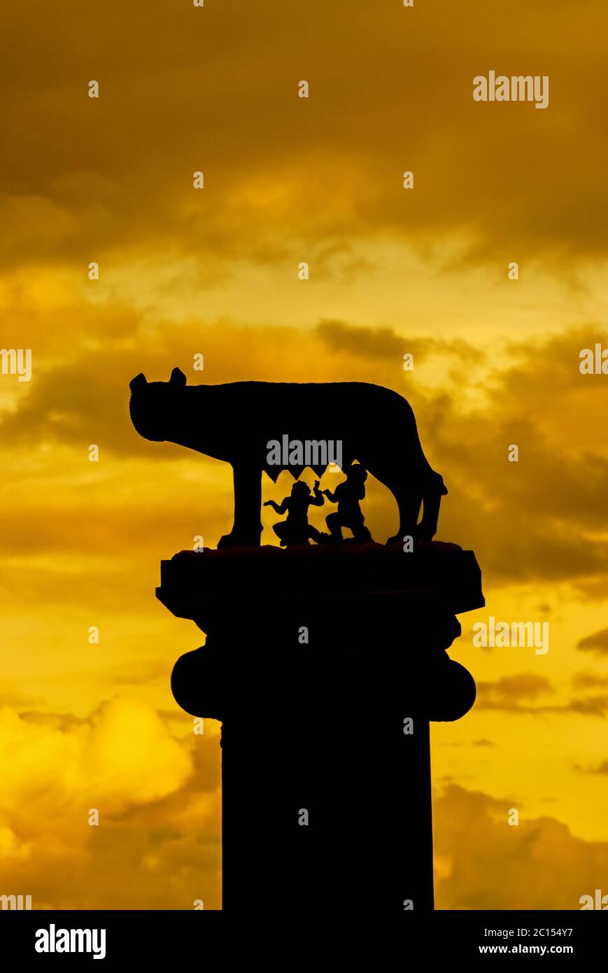 The dawn of the Roman Empire. The legendary Capitoline Wolf with royal ...