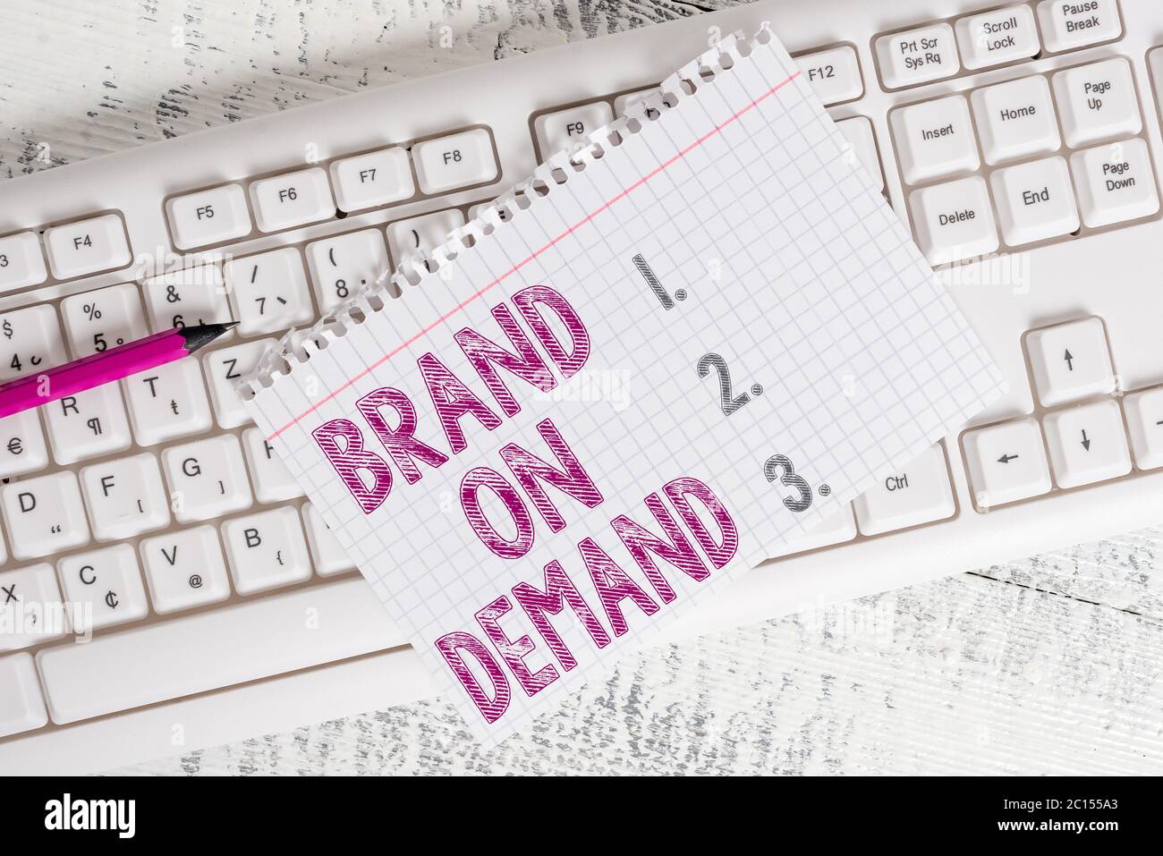 Writing note showing Brand On Demand. Business concept for Products or ...