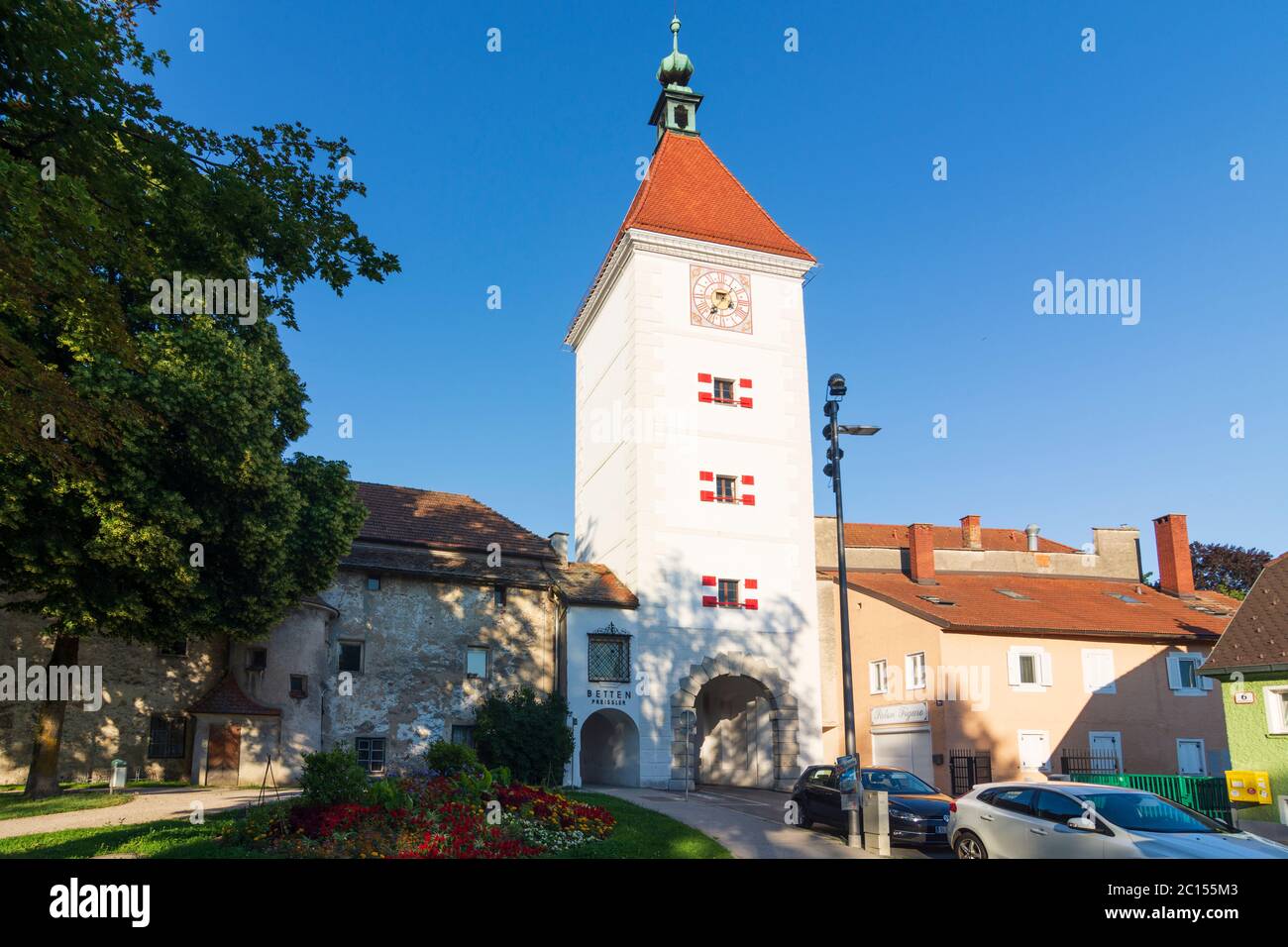 Wels: city gate Ledererturm in Zentralraum, Oberösterreich, Upper ...