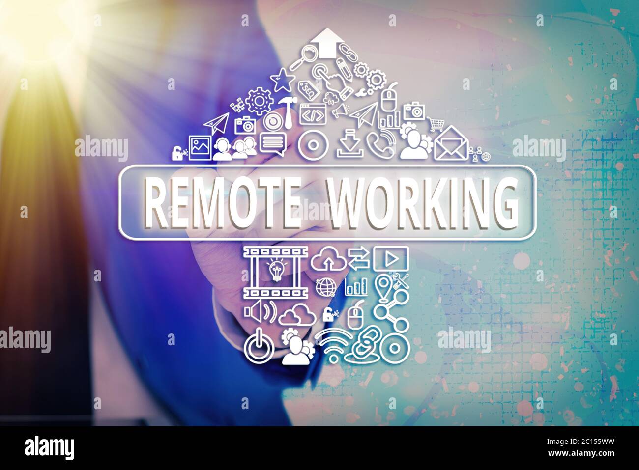 Handwriting text writing Remote Working. Conceptual photo style that ...