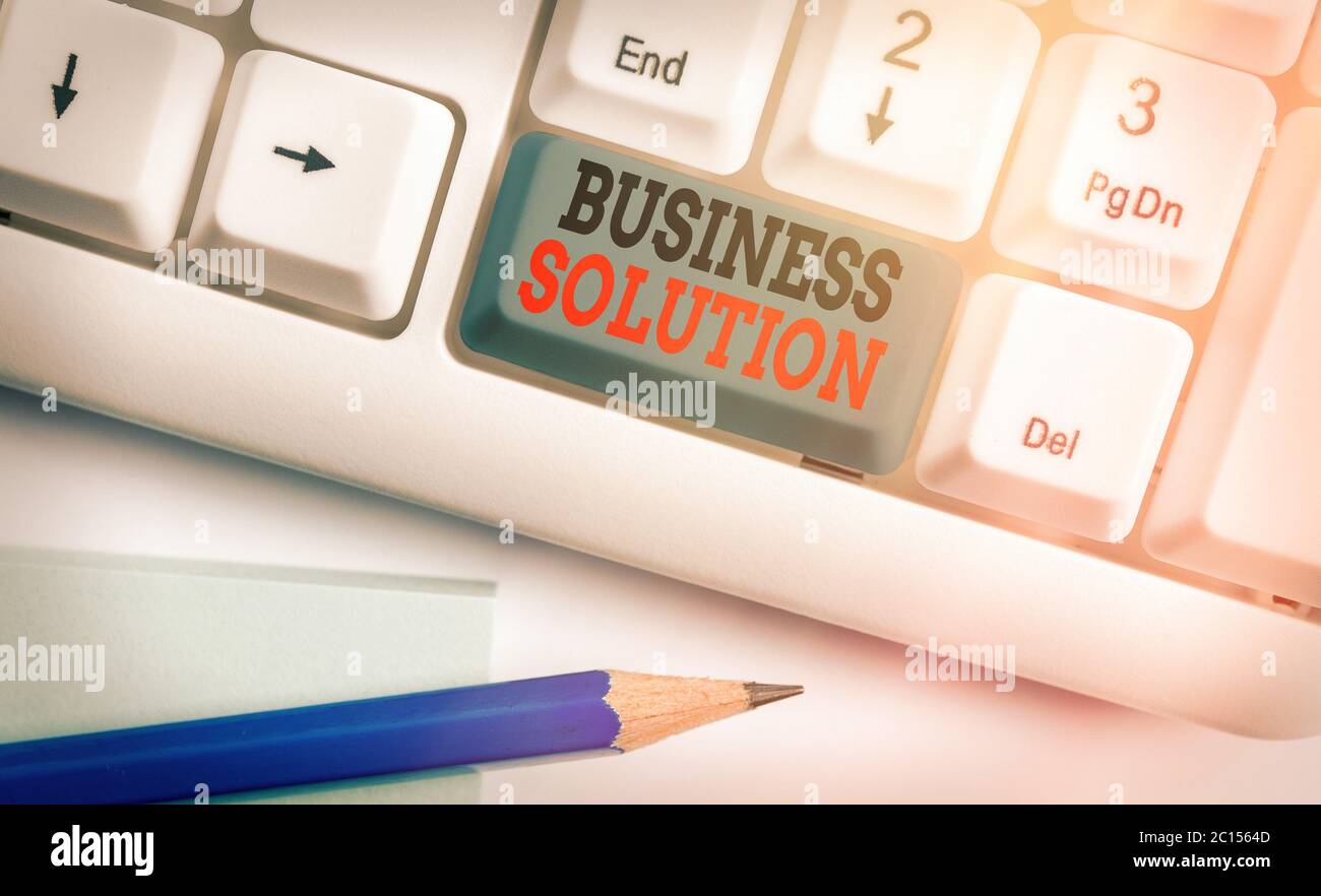 Writing note showing Business Solution. Business concept for ...