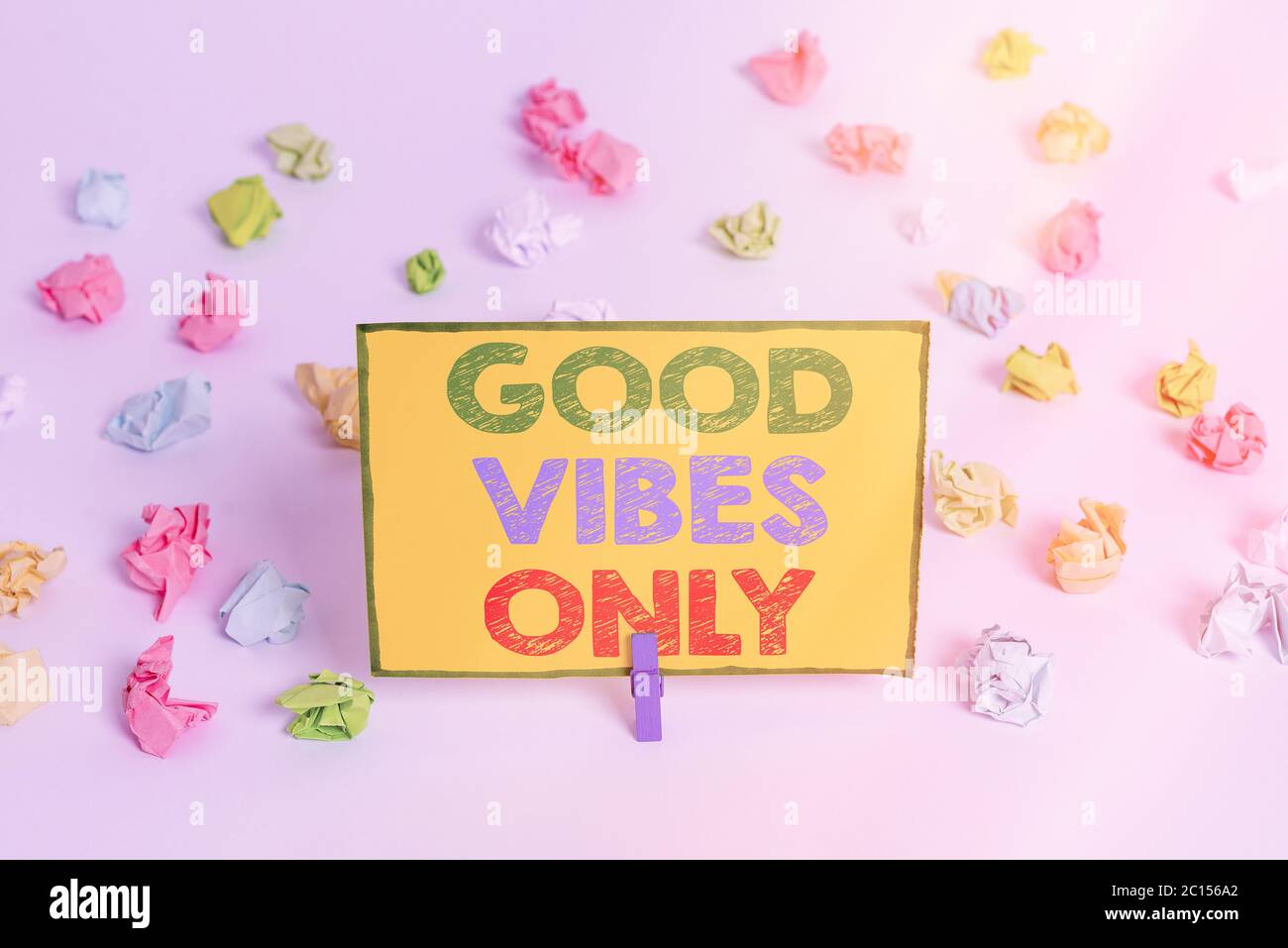 Writing note showing Good Vibes Only. Business concept for a positive ...