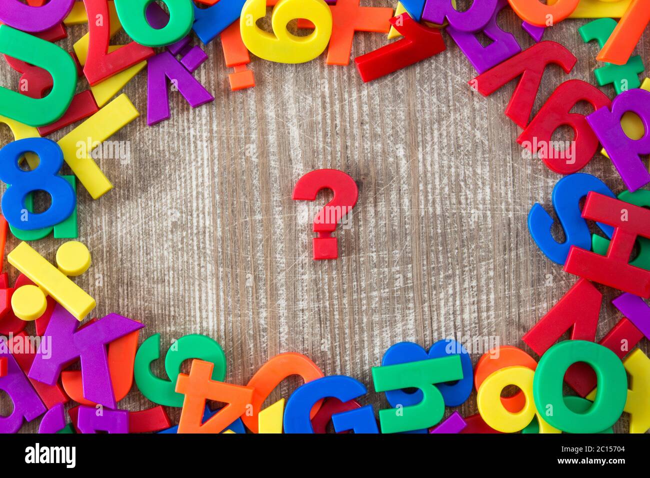Letters and numbers with question mark in a middle Stock Photo - Alamy