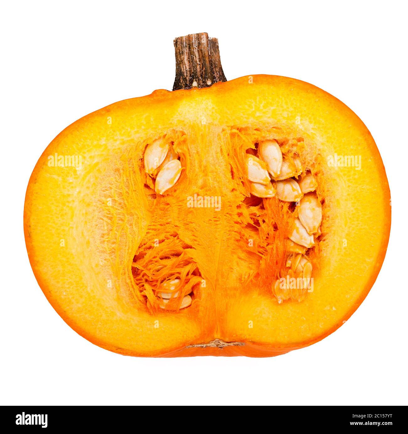 Cross section of a pumpkin isolated on white background Stock Photo - Alamy