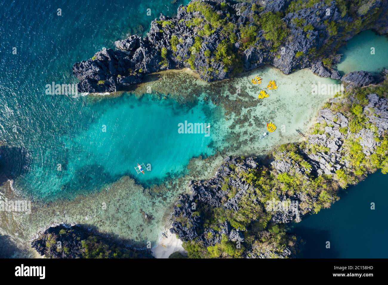 View from above, stunning aerial view of the Big Lagoon and the Small ...
