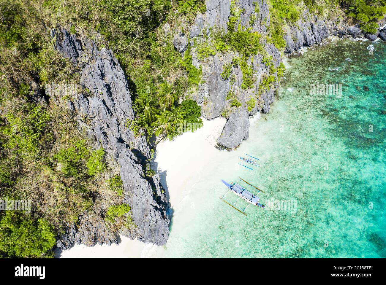 View from above, stunning aerial view of the Entalula Island with a ...