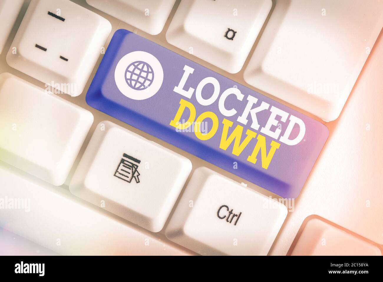 Text sign showing Locked Down. Business photo showcasing emergency ...