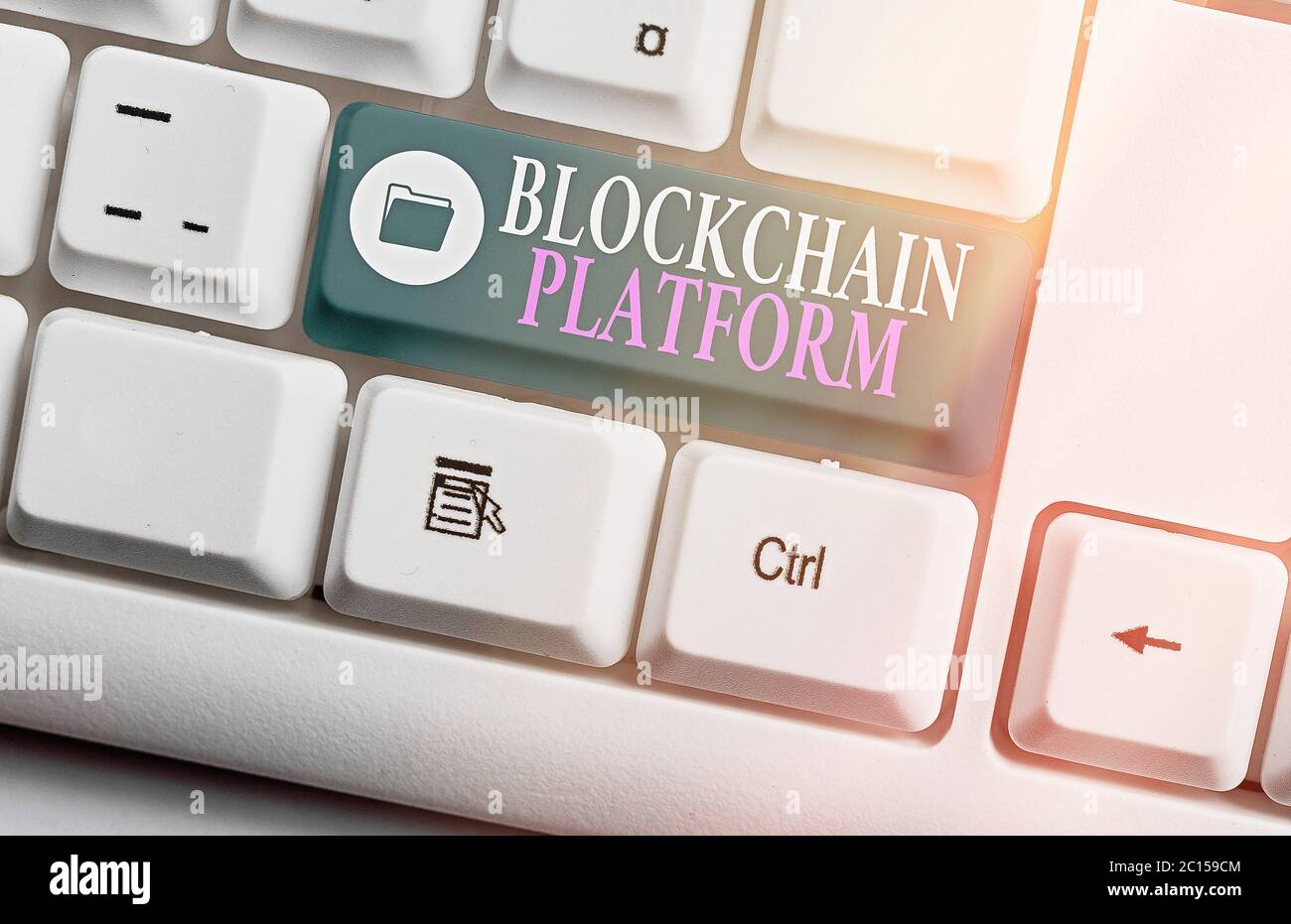 Handwriting text writing Blockchain Platform. Conceptual photo thing ...