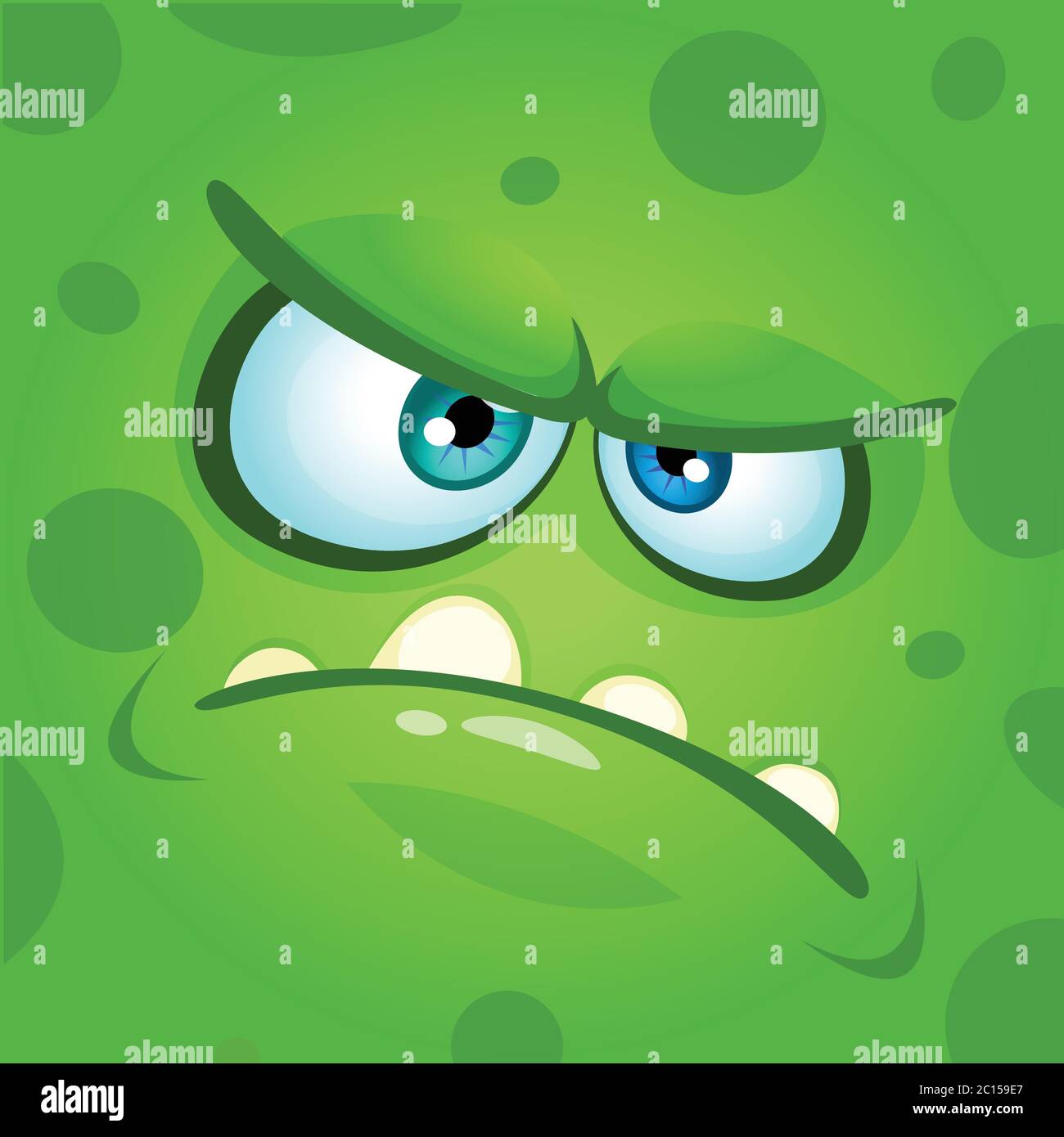 Happy cool cartoon monster face avatar. Horned vector monster creature ...