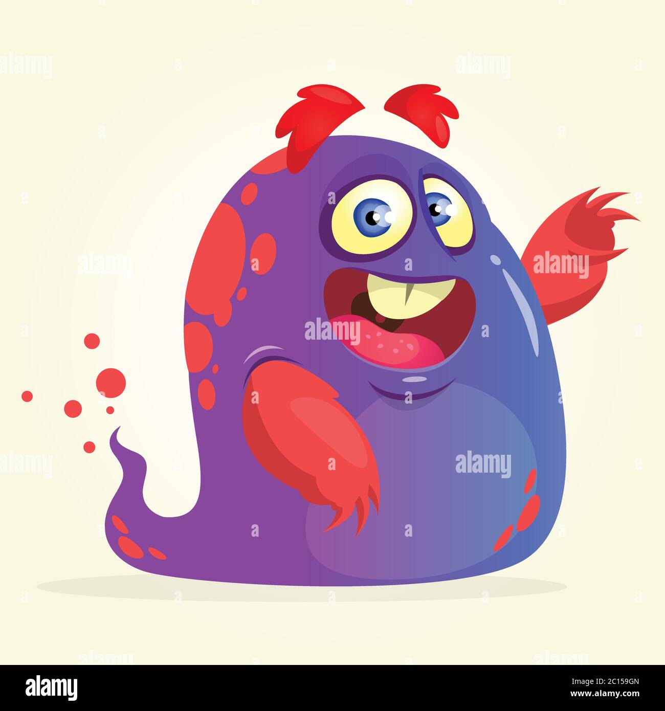 Happy cool cartoon monster. Horned vector monster character Stock ...
