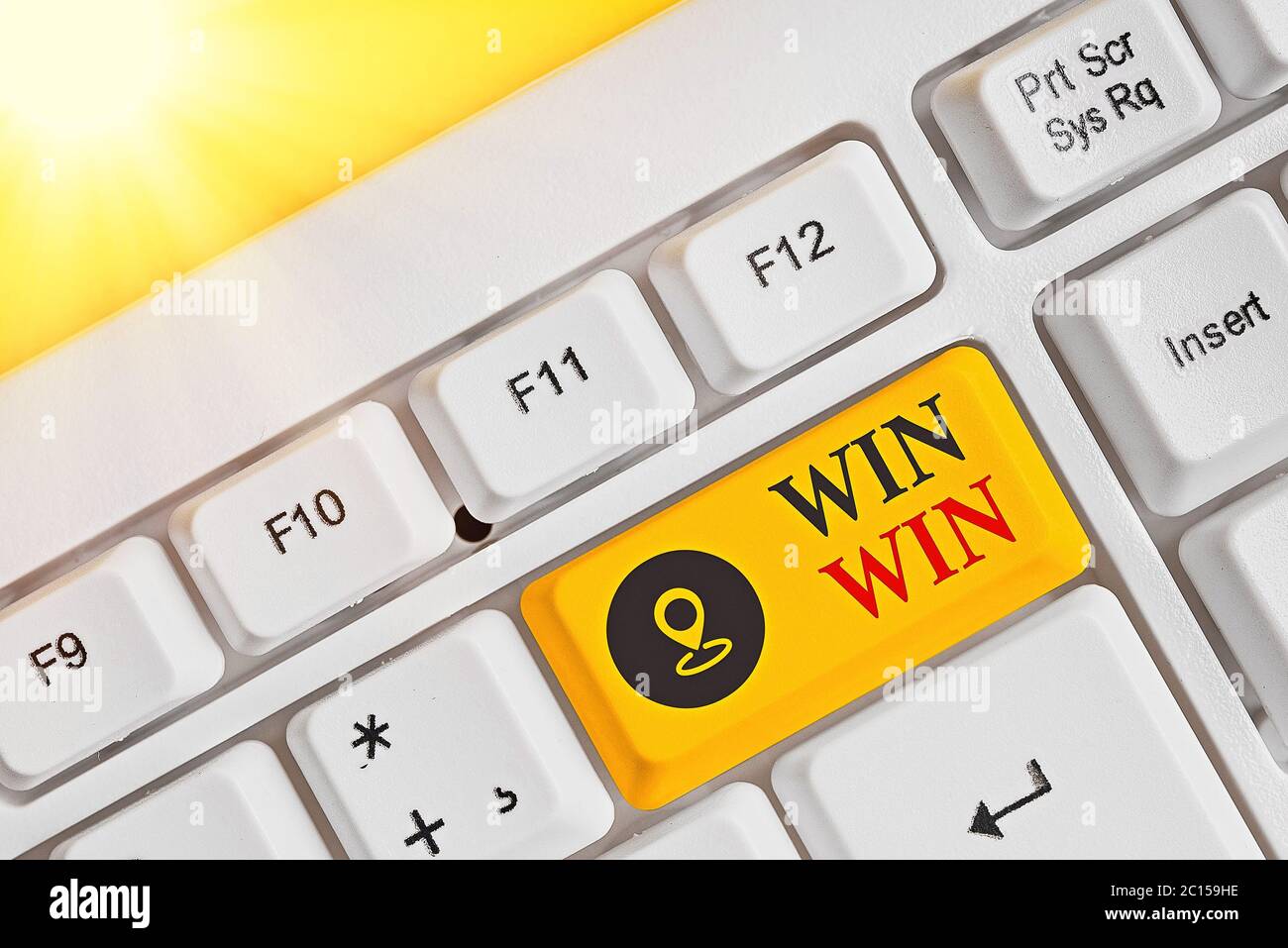 Writing note showing Win Win. Business concept for balanced situation ...