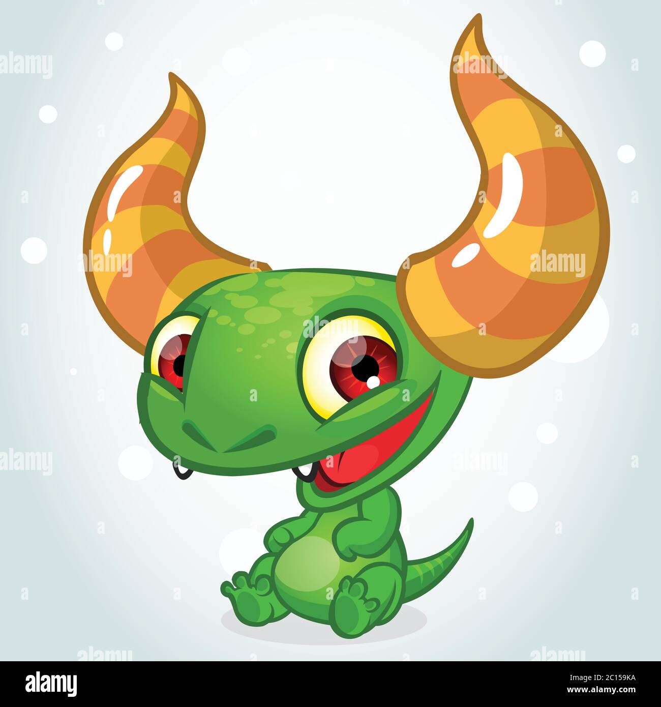 Happy cool cartoon monster. Horned vector monster character Stock ...