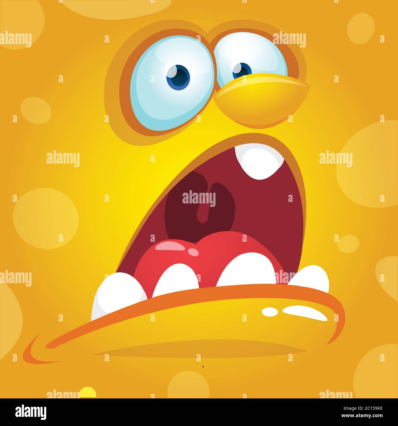 Happy cool cartoon monster face avatar. Horned vector monster creature ...