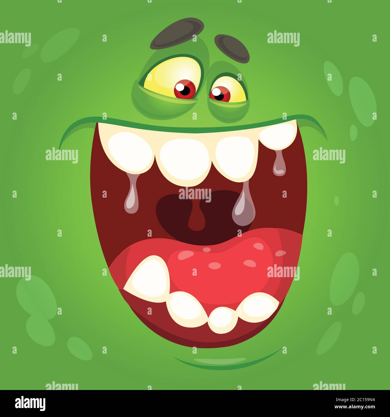 Happy cool cartoon monster face avatar. Horned vector monster creature ...