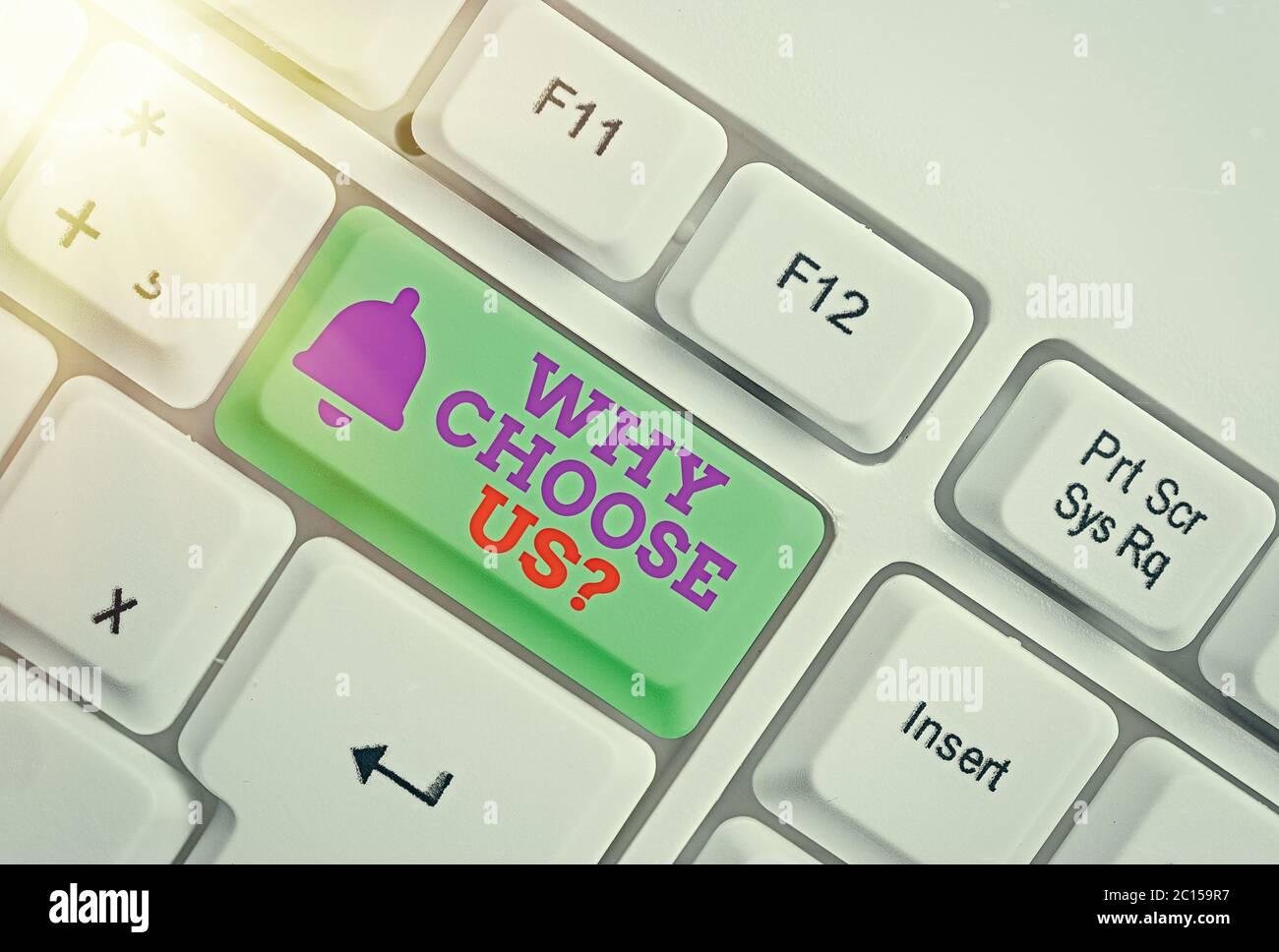 Writing note showing Why Choose Us Question. Business concept for ...