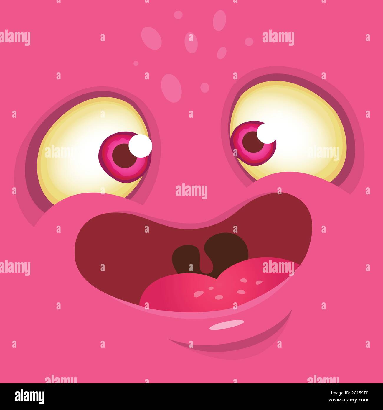 Happy cool cartoon monster face avatar. Horned vector monster creature ...