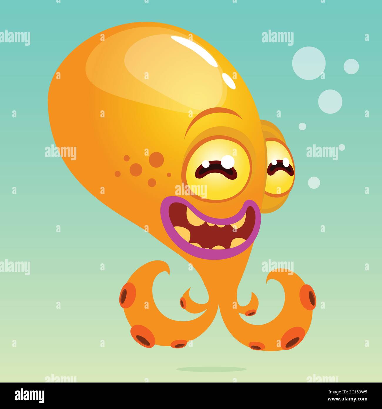 Happy cool cartoon monster. Horned vector monster character Stock ...