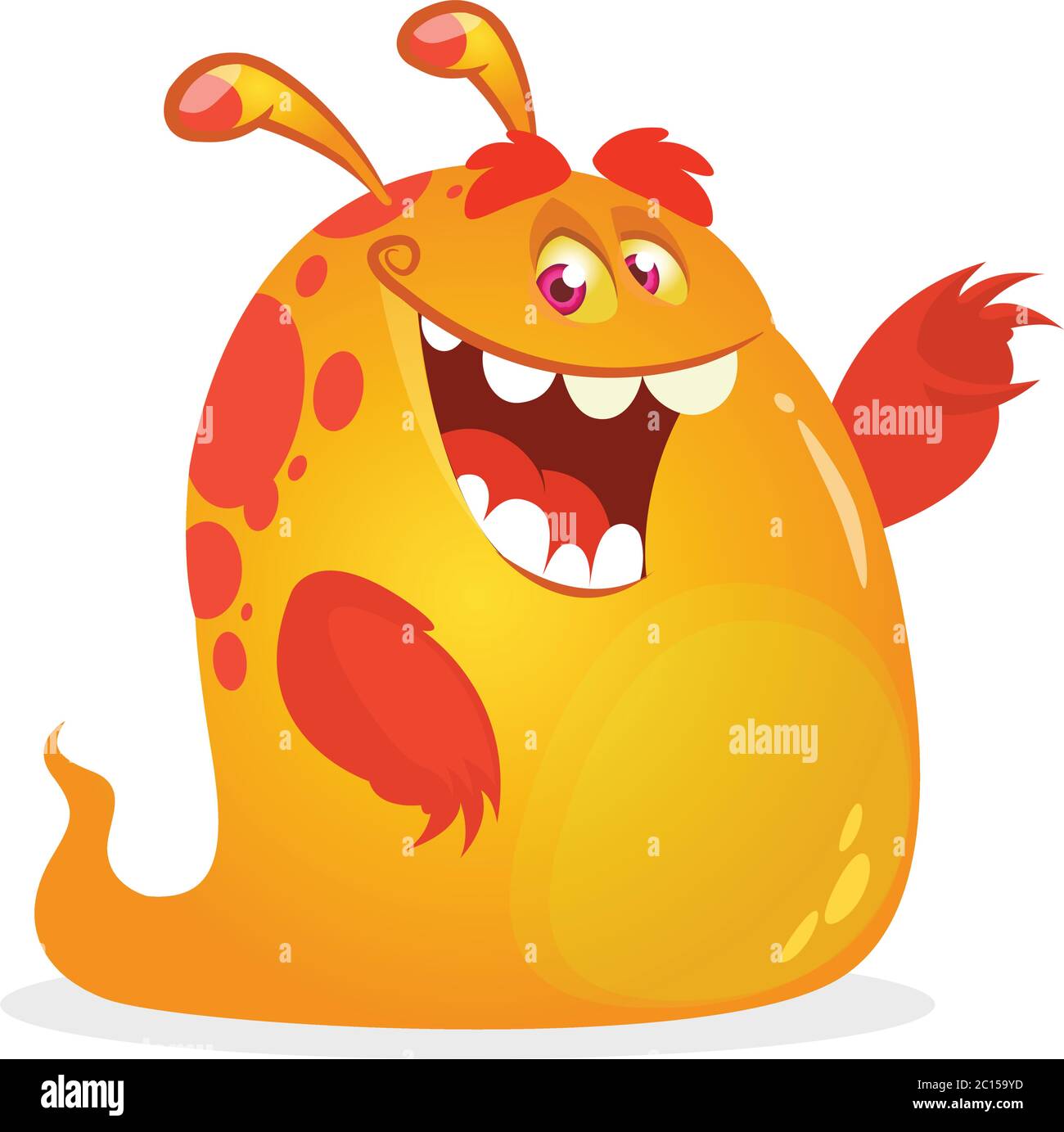 Happy cool cartoon monster. Horned vector monster character Stock ...