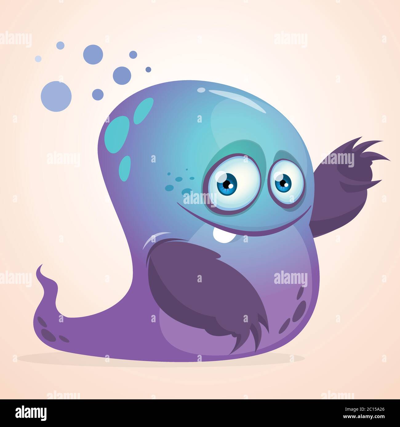 Happy cool cartoon monster. Horned vector monster character Stock ...