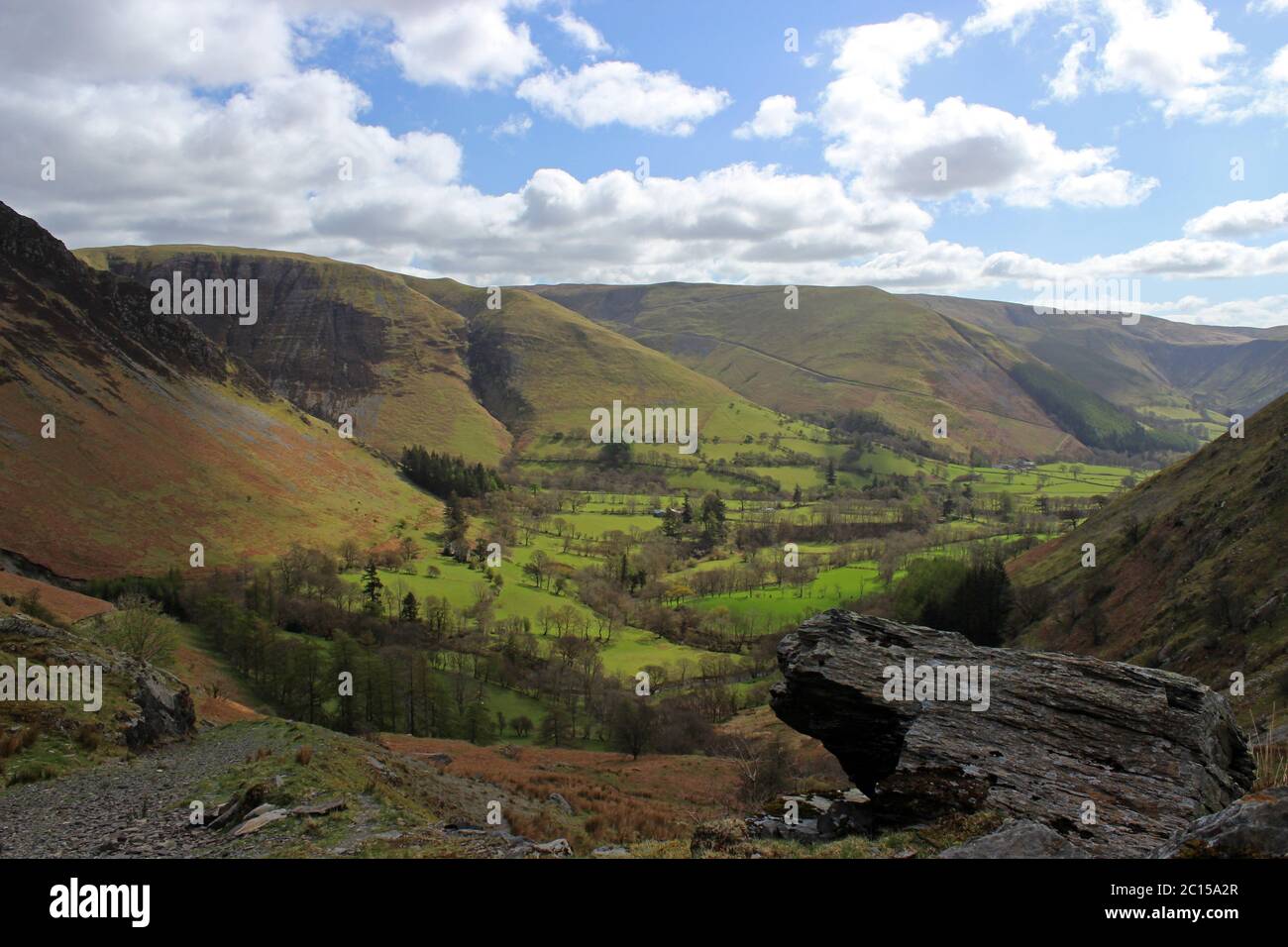 Berwyn mountains around Pennant, Llanymawddwy, Mid Wales Stock Photo ...
