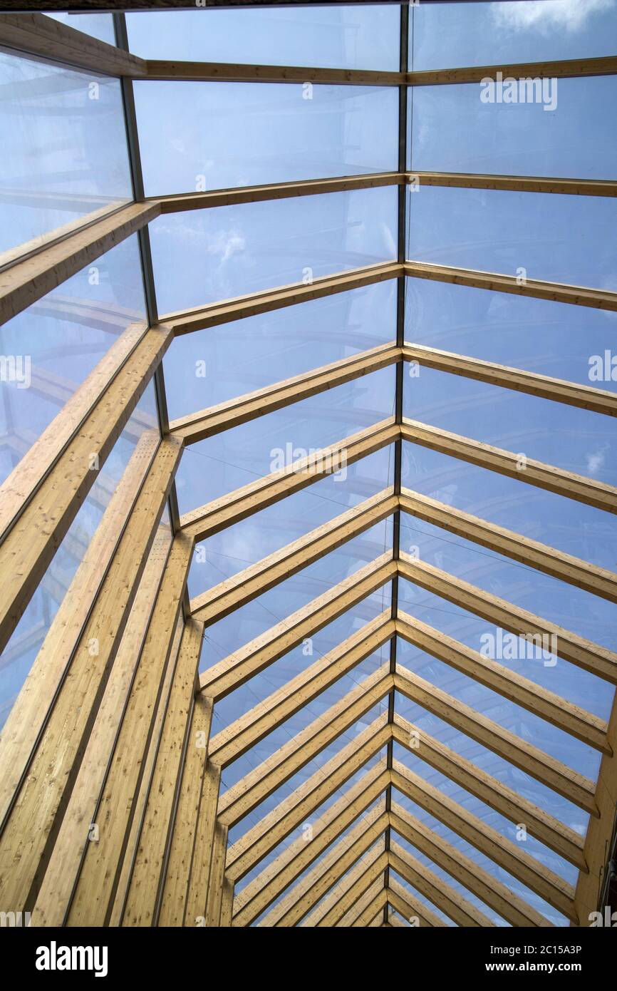 Wooden roof and glass Stock Photo - Alamy