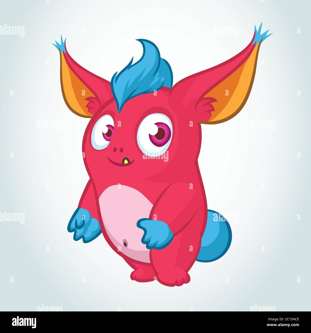 Happy cool cartoon monster. Horned vector monster character Stock ...