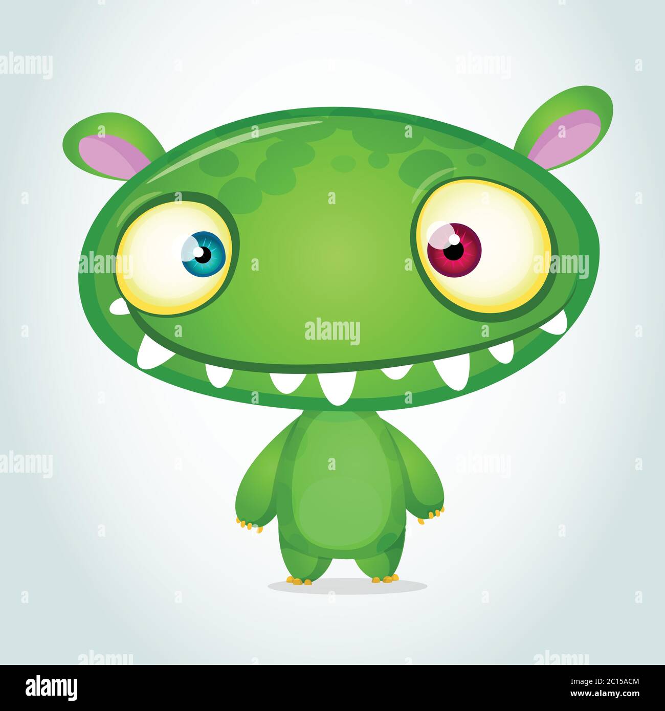 Happy cool cartoon monster. Horned vector monster character Stock ...