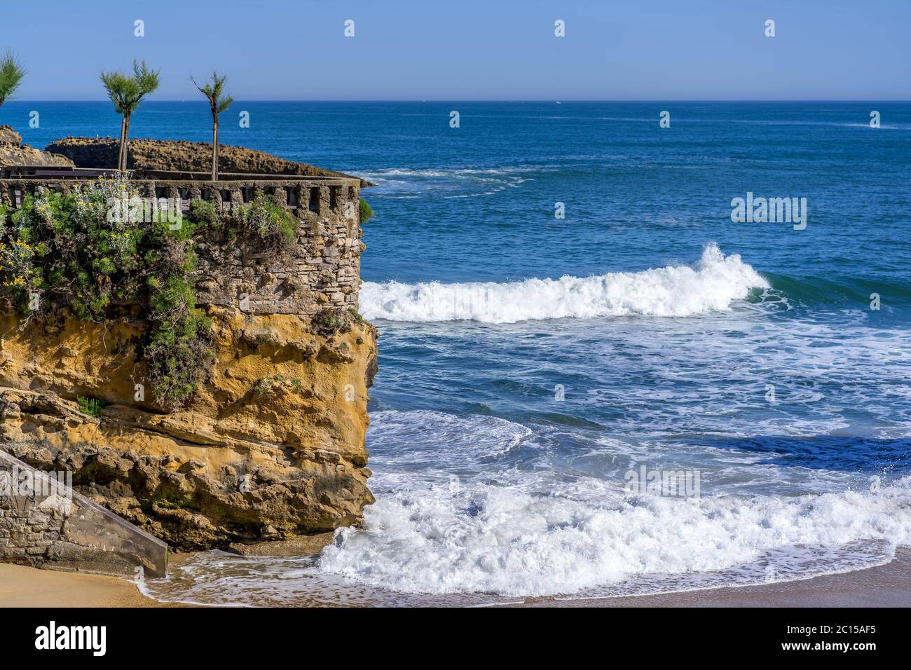 Biarritz summer background. Old architecture. Outdoor landscape. Sea ...