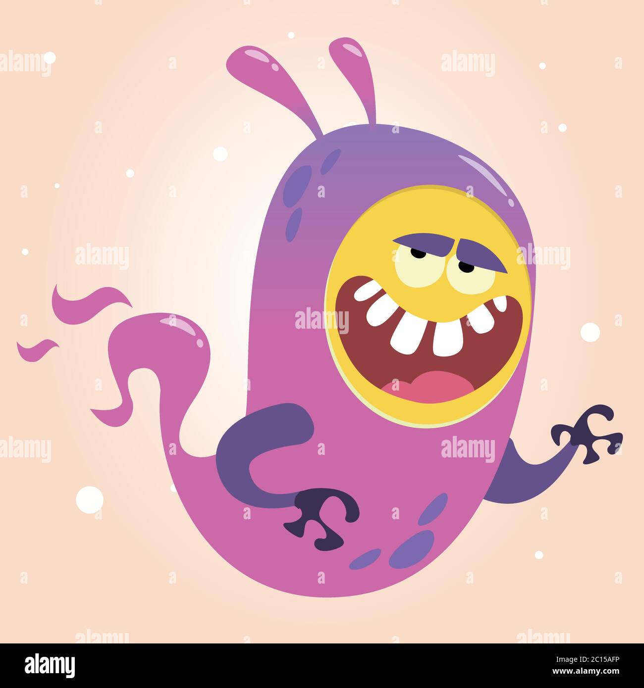 Happy cool cartoon monster. Horned vector monster character Stock ...