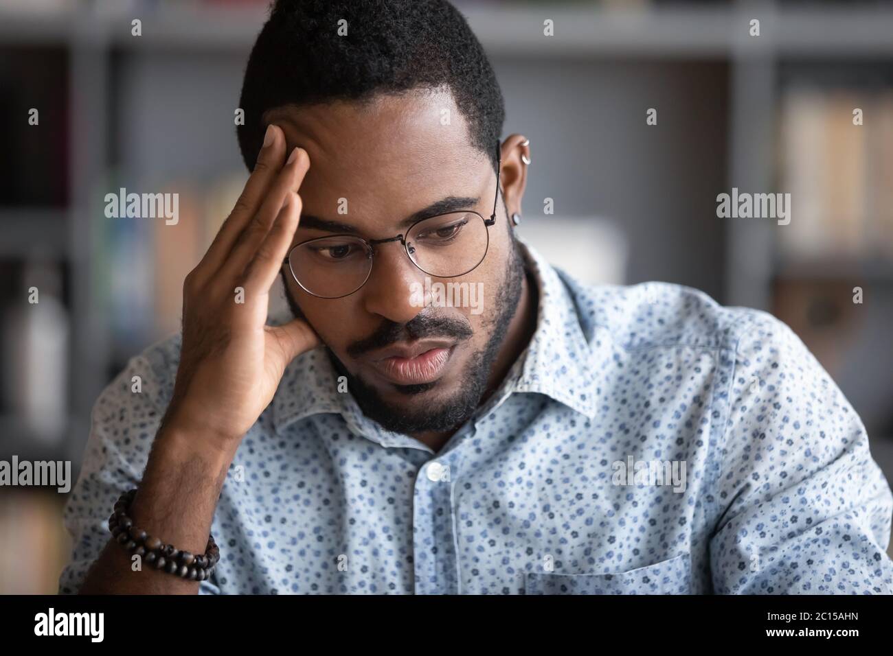 African businessman thinking of problem solution feels concerned Stock ...