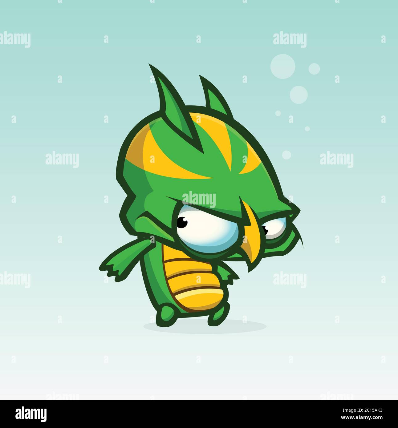 Happy cool cartoon monster. Horned vector monster character Stock ...