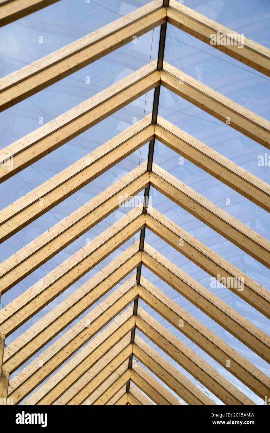 Wooden roof and glass Stock Photo - Alamy