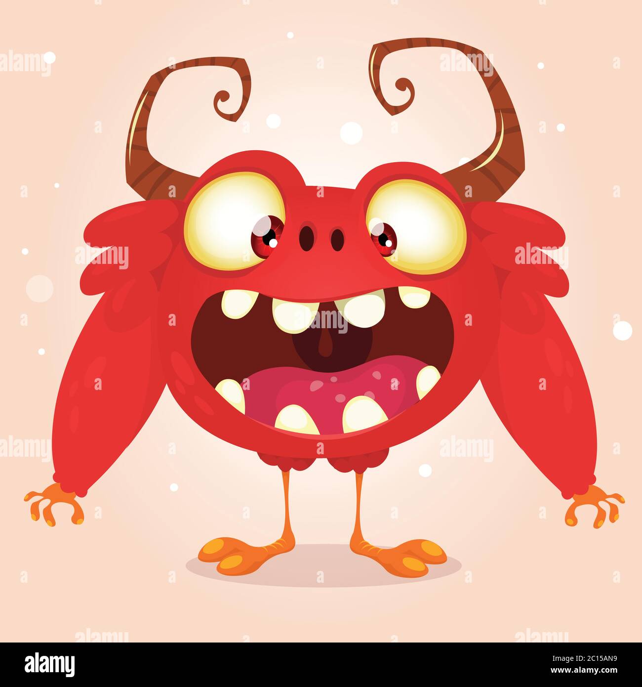 Happy cool cartoon monster. Horned vector monster character Stock ...