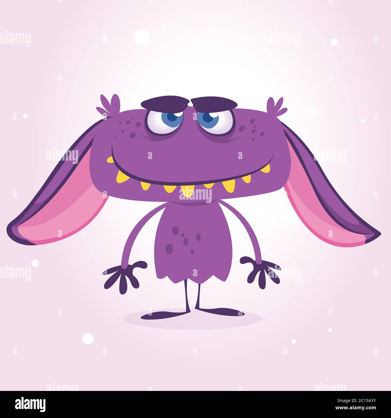 Happy cool cartoon monster. Horned vector monster character Stock ...