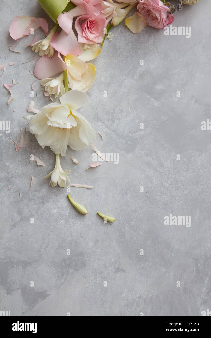 Composition of flowers with copy space Stock Photo - Alamy