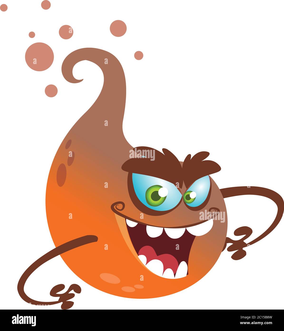 Cartoon flying monster. Vector Halloween illustration of smiling orange ...