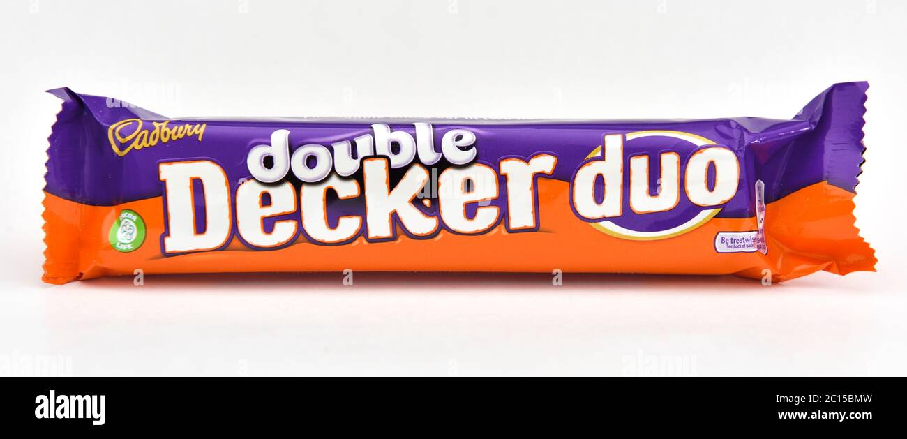 Cadbury Double Decker duo Chocolate bar on a white background Stock ...