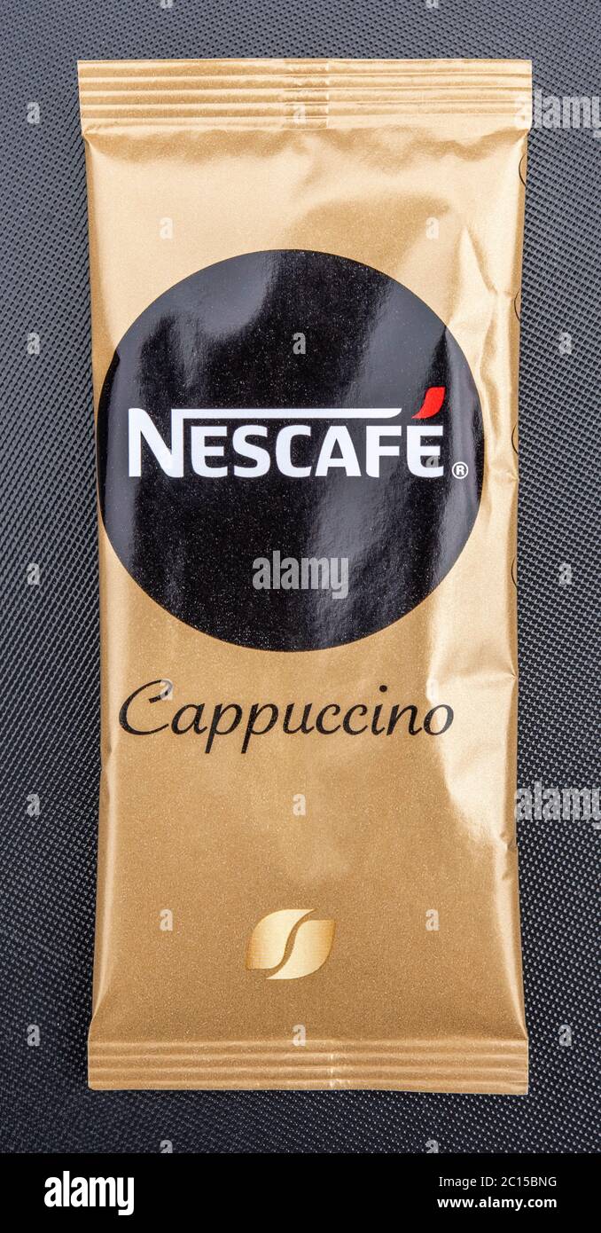 Nescafe Cappuccino coffee sachet close up Stock Photo - Alamy