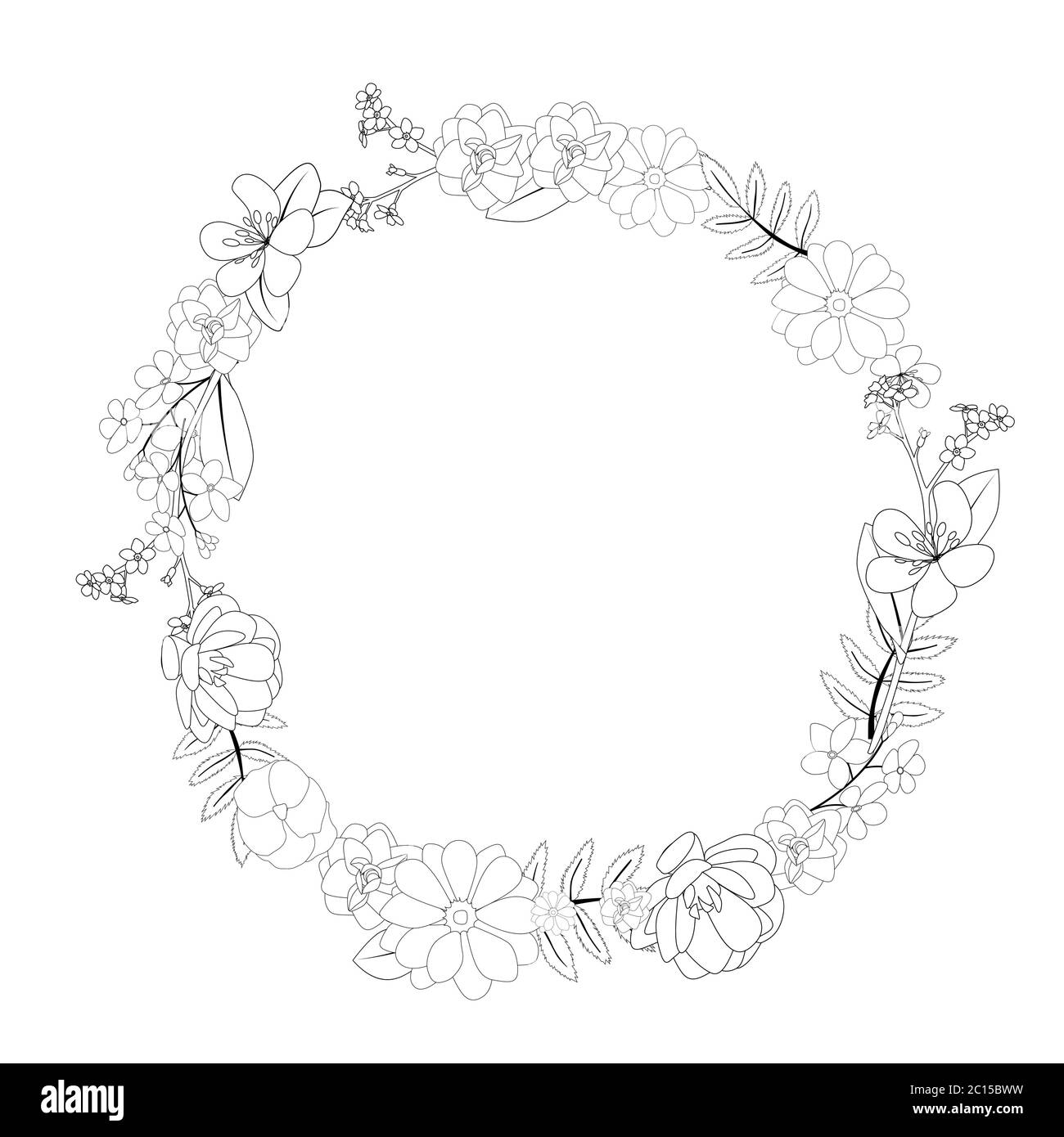 Hand drawn flower natural frame background. Vector Illustration EPS10 ...