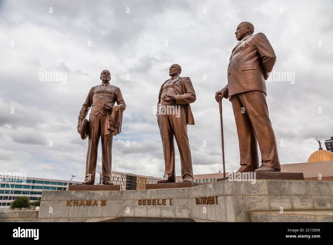 Three Dikgosi (tribal chiefs) Monument, central business district ...