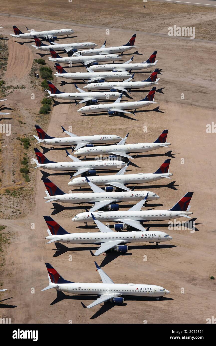 Marana, AZ, USA. 13th June, 2020. Various aircraft remain stored at ...