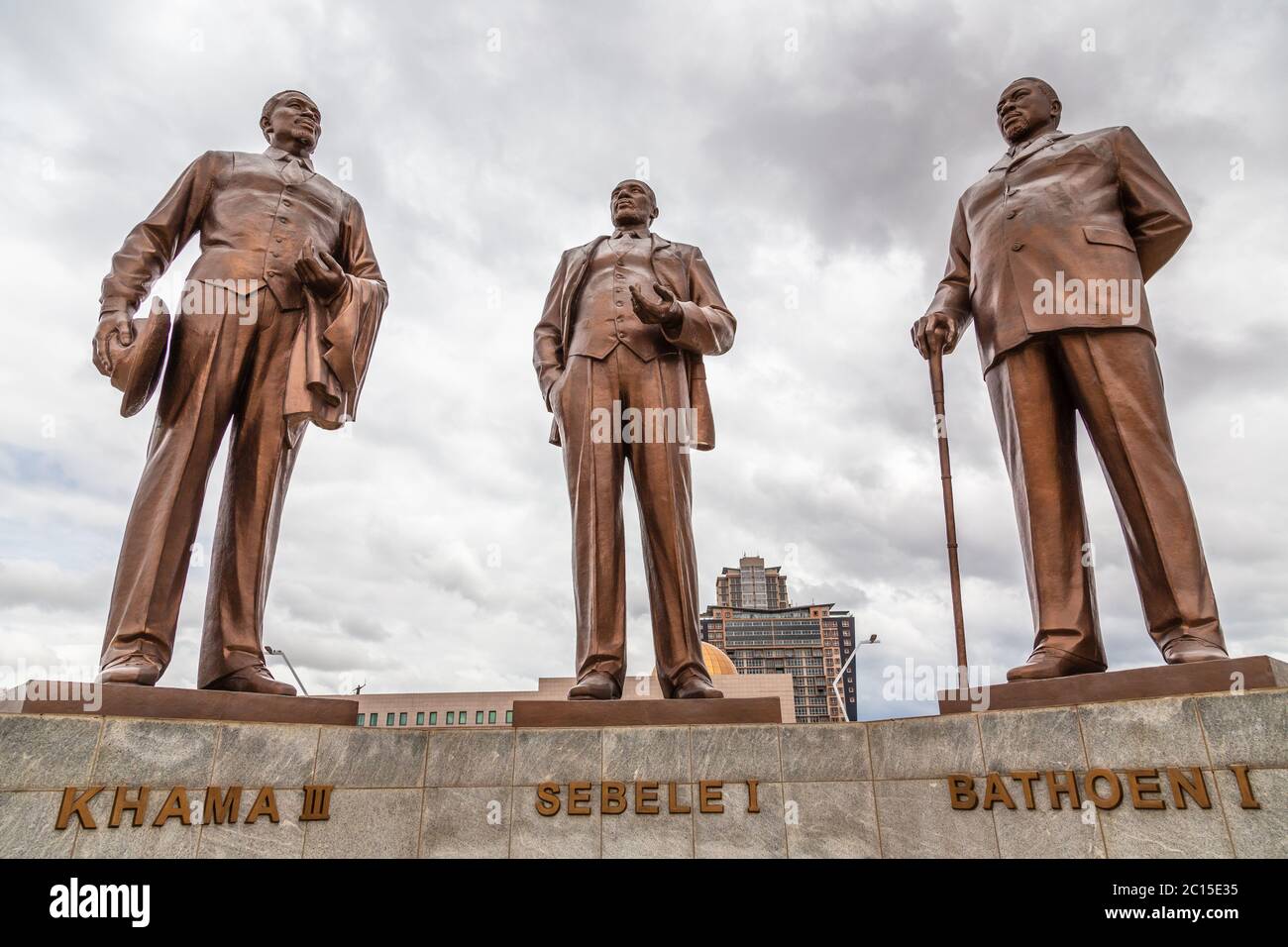 Three dikgosi monument bronze sculpture gaborone hi-res stock ...