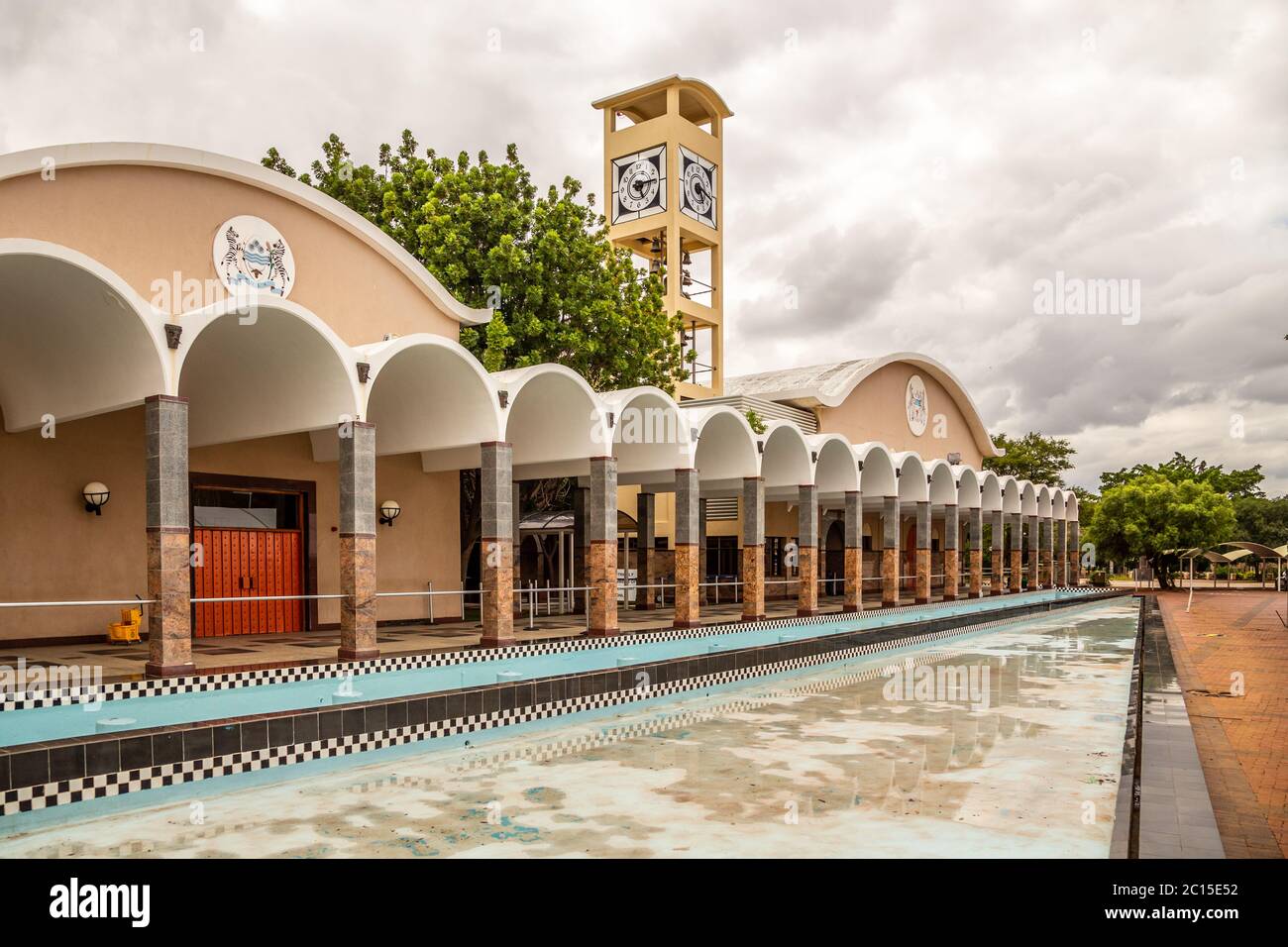 House of Botswanian Parlament with watch tower, Gaborone, Botswana ...