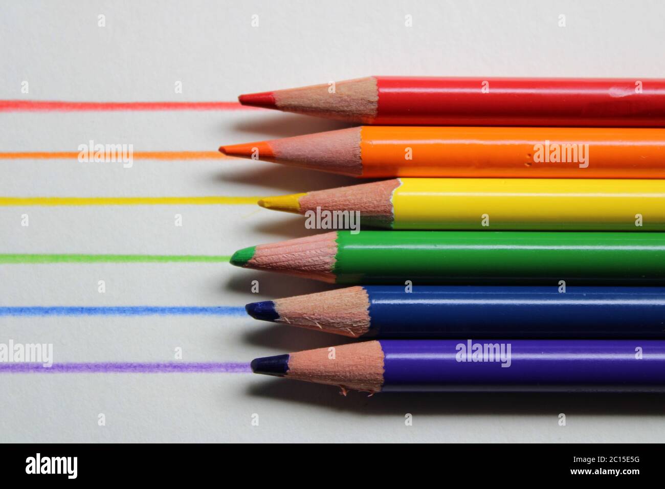 Colored pencils in rainbow spectral order Stock Photo - Alamy
