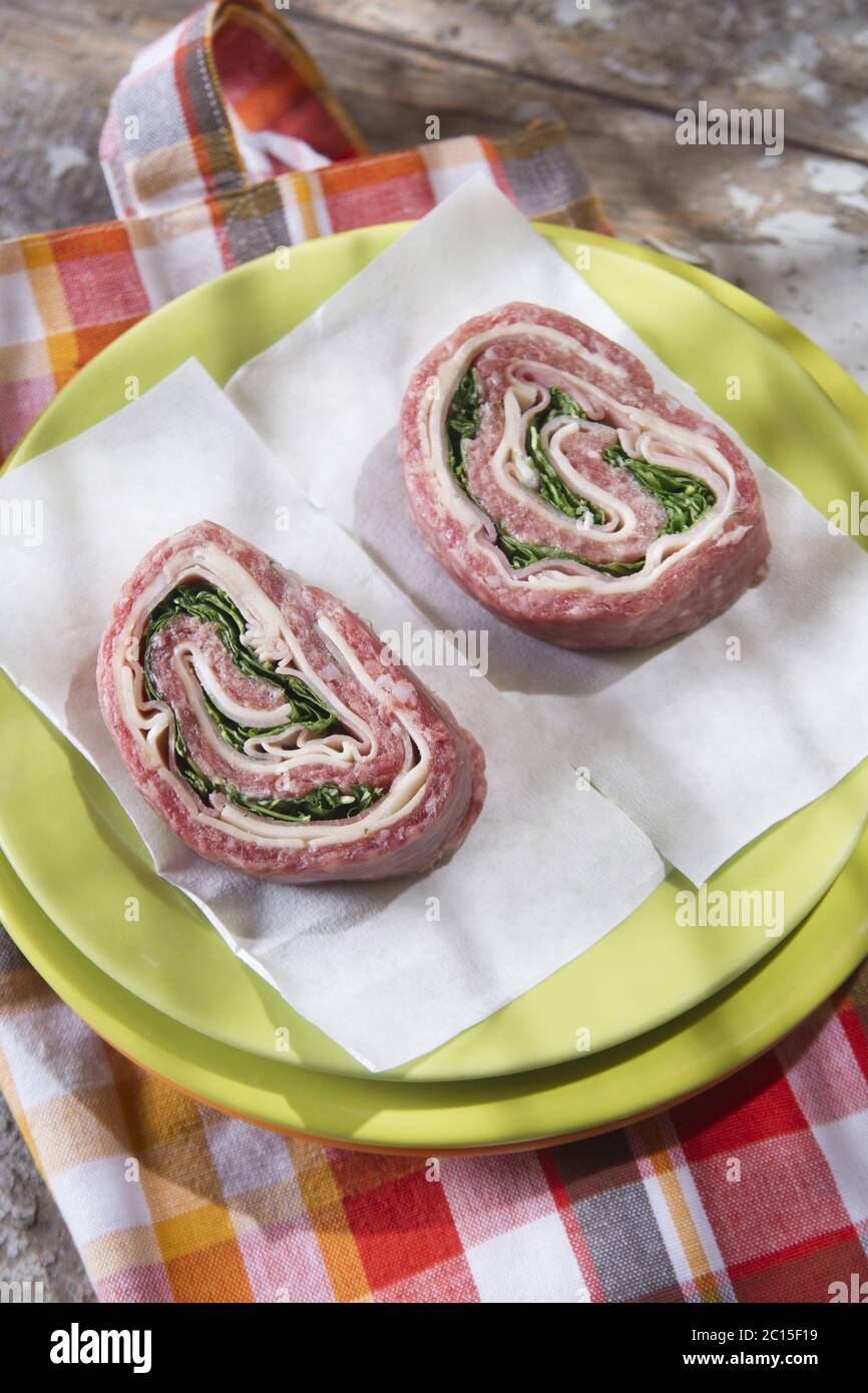 Roll of raw meat Stock Photo - Alamy