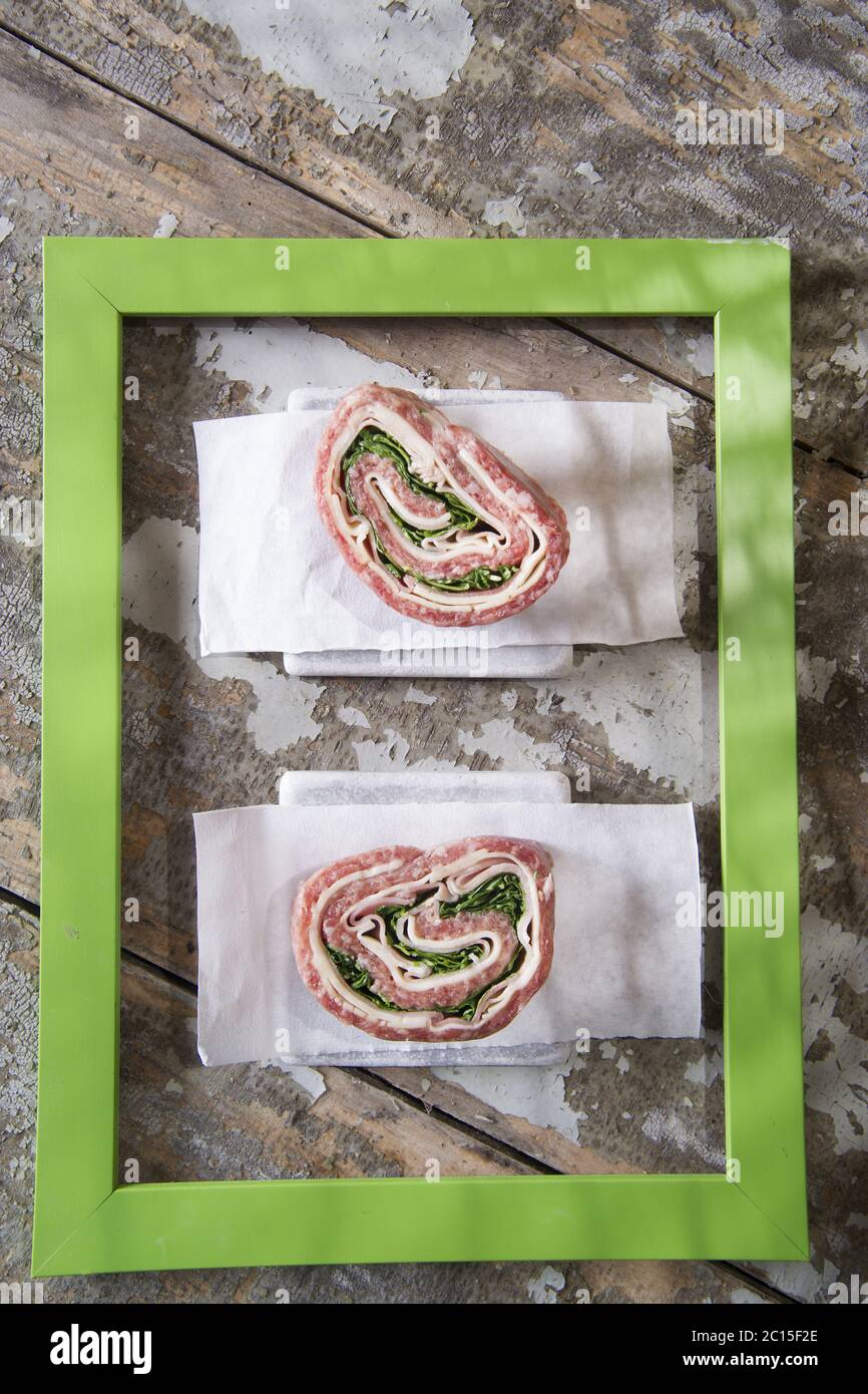Roll of raw meat Stock Photo - Alamy