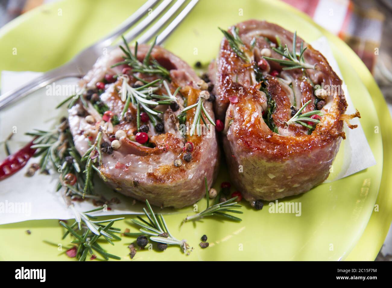 Roll meat cooked Stock Photo - Alamy