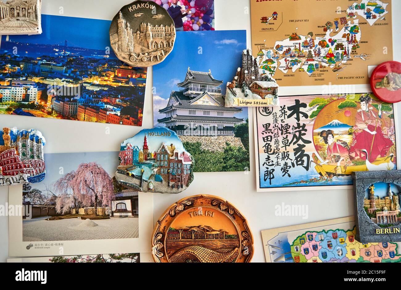 Collage of images and magnets from various countries Stock Photo - Alamy