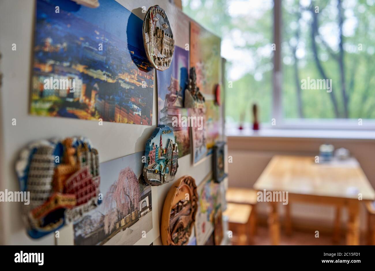 Collage of images and magnets from various trips Stock Photo - Alamy